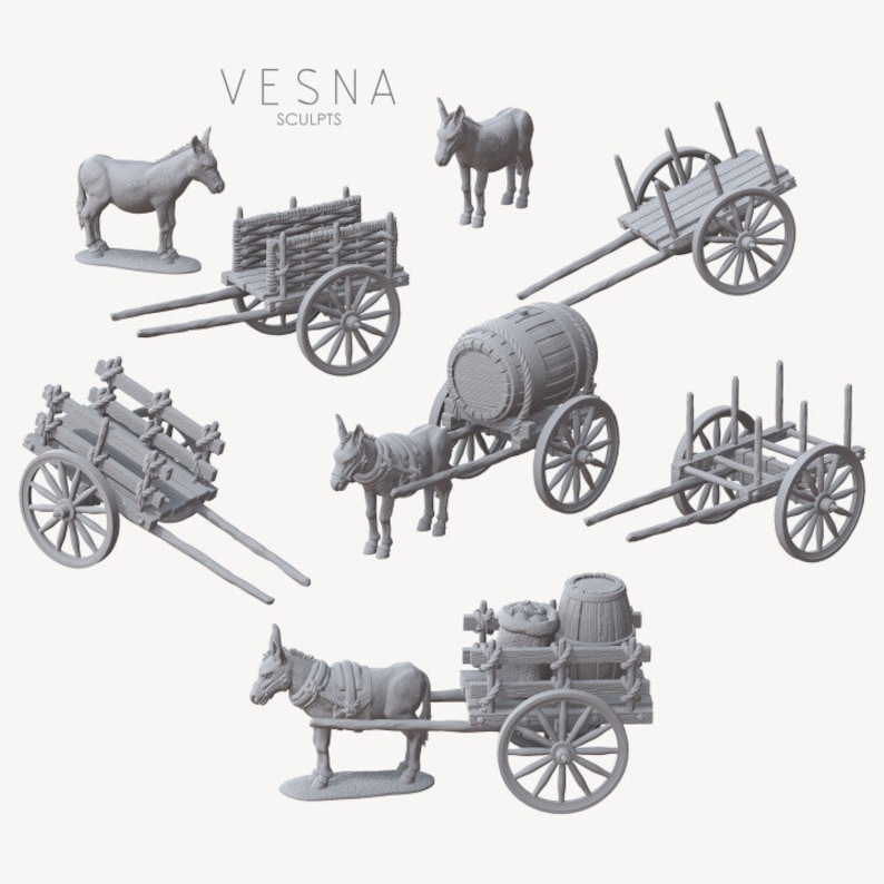Donkey Pulling Wagon 2 Wheel Cart Goods Merchant Western - Etsy