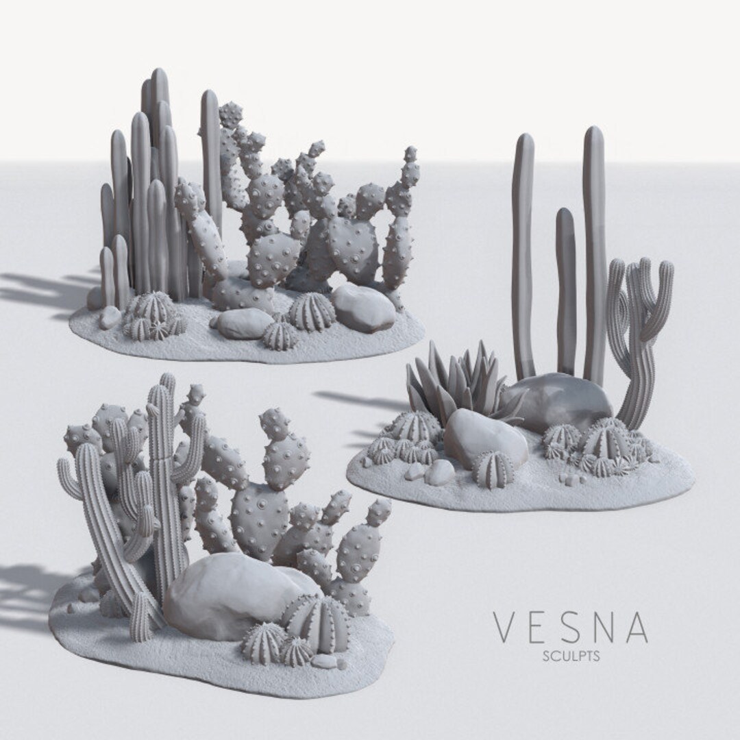 Big Cactus Pack Scatter Terrain Scenery TTRPG Landscape Dnd Fantasy Desert Cacti Southwestern - Etsy