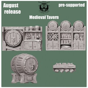 Medieval Tavern Bar Scatter D&D TTRPG Fantasy Scenery Landscape Barrels ...
