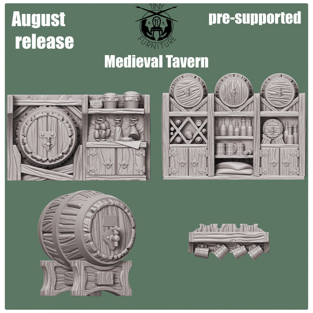 Medieval Tavern Bar Scatter D&D TTRPG Fantasy Scenery Landscape Barrels ...