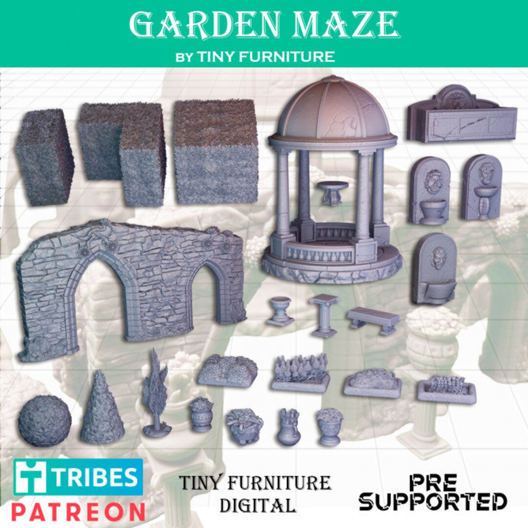 Garden Maze Courtyard Scatter Terrain Scenery Landscape TTRPG Fantasy ...