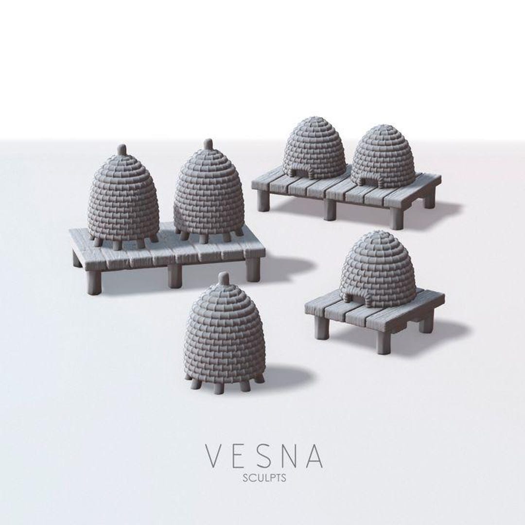 Medieval Beehive Bees Bee Apiary Honey Gardening Scatter Terrain ...