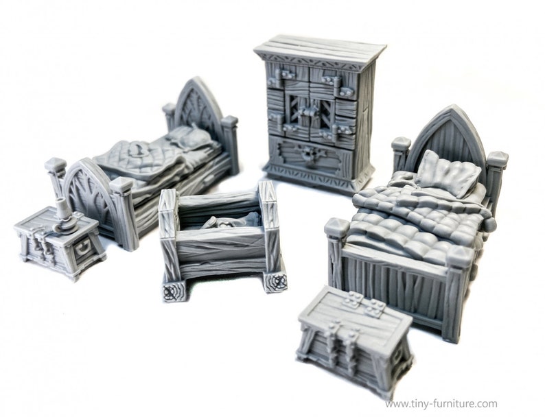 Medieval Bedroom Furniture Beds Wardrobe Rocking Cradle Scatter Terrain ...