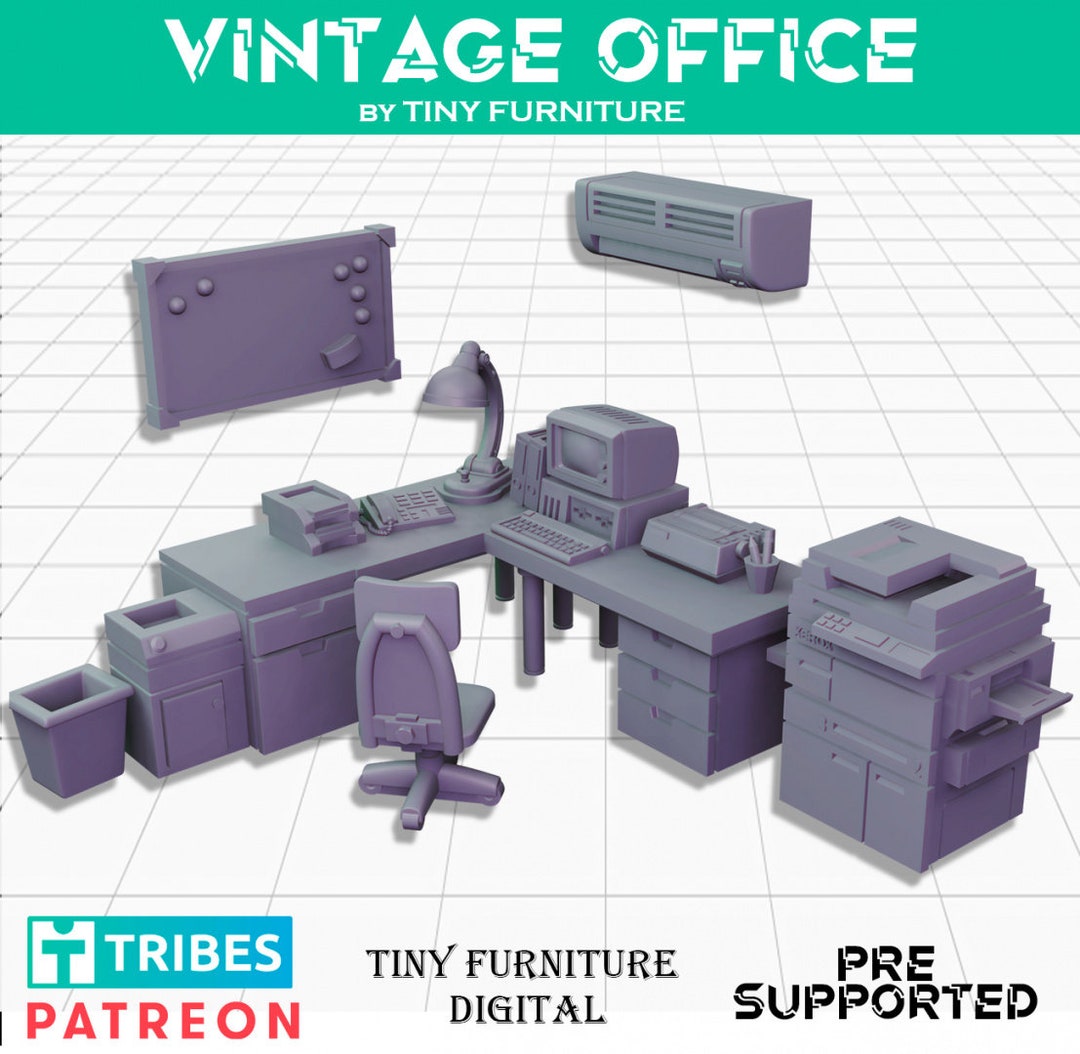 Vintage Retro Office PC Room Computer Miniature Resin3d Print Scenery ...