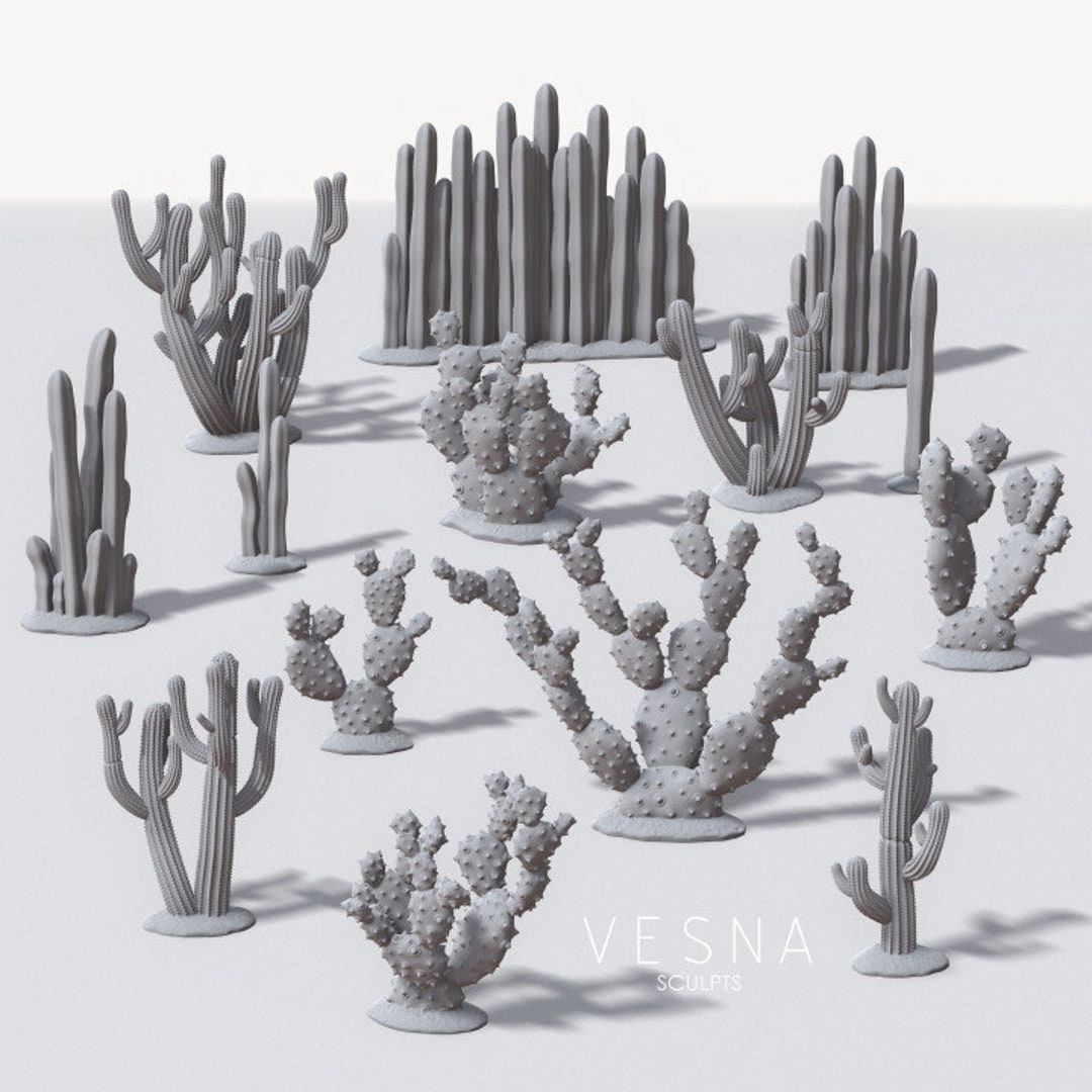 Big Cacti Cactus Scatter Pack Terrain Scenery Landscape TTRPG Fantasy ...
