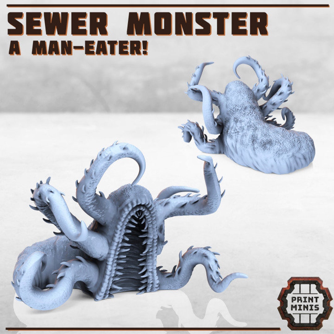 Sewer Monster Creature Sump Mutated Tentacle Teeth Scifi Scatter Terrain Scenery Landscape TTRPG ...