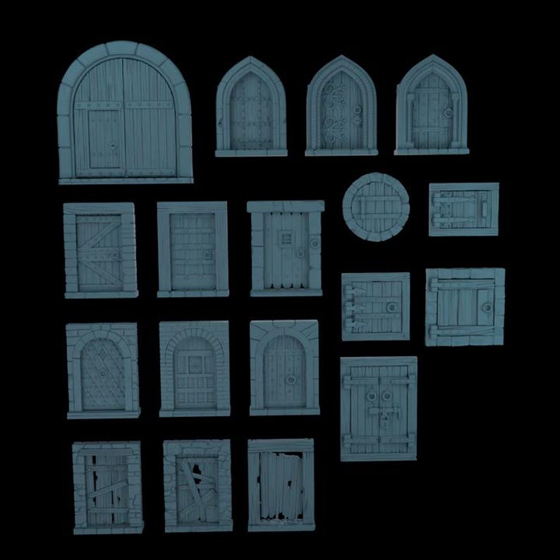 Medieval Doors Double Single Trap Wood Stone Castle Ruins Scatter ...