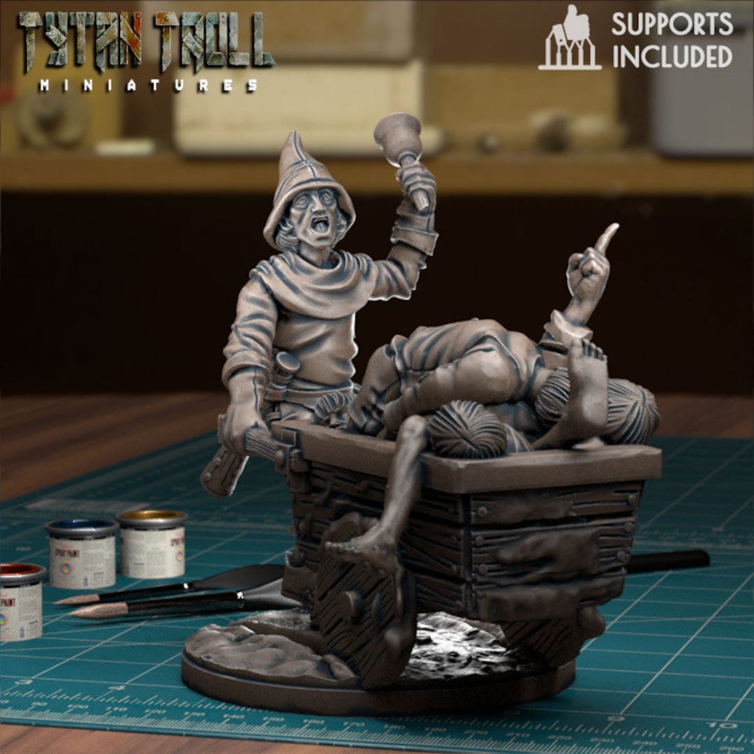 Dead Body Collector Cart Miniature Resin Print TTRPG Fantasy D&D 32mm ...