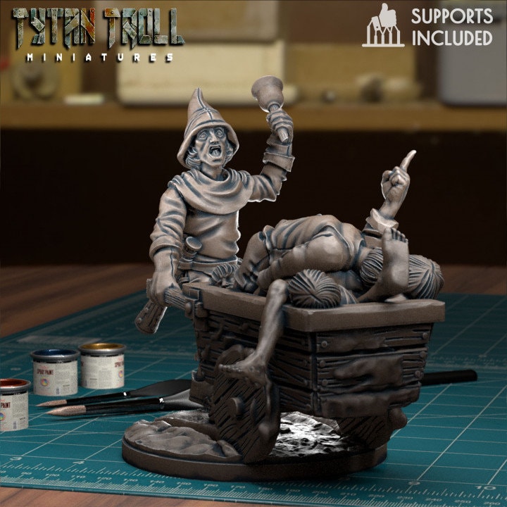 Dead Body Collector Cart Miniature Resin Print TTRPG Fantasy D&D 32mm ...