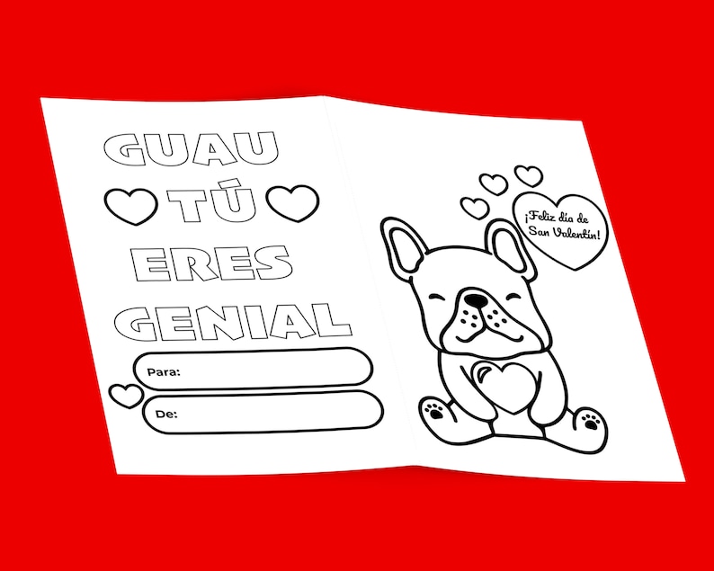 Printable Spanish Valentine's Day Cards, Valentine Coloring Cards in ...