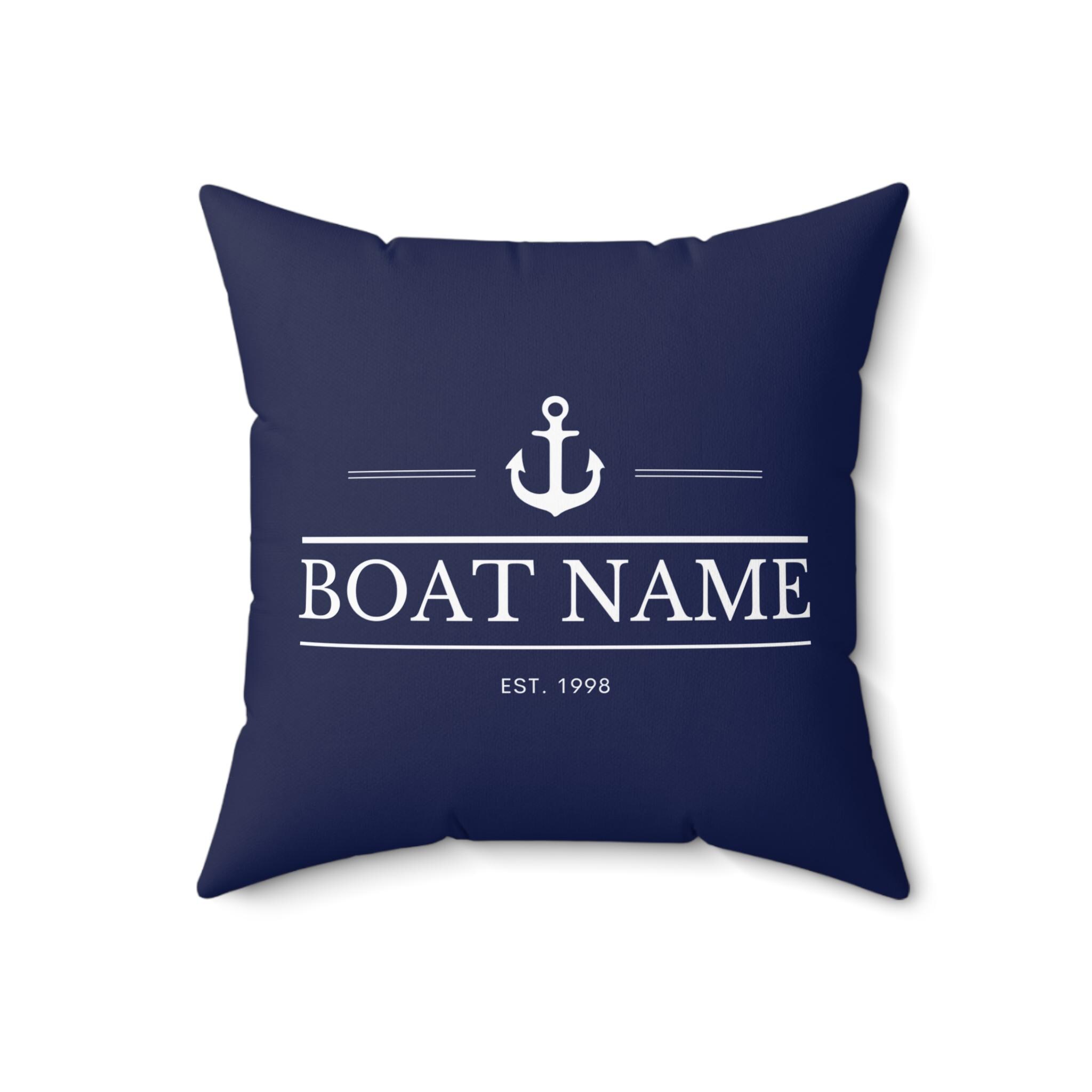 Custom Boat Name Pillow, Personalized Nautical Decor With Year, Anchor ...