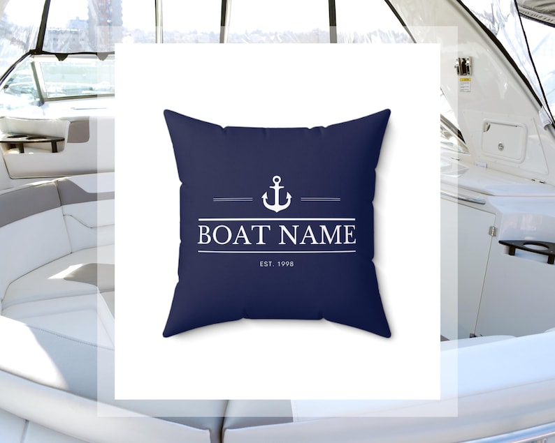 Custom Boat Name Pillow, Personalized Nautical Decor With Year, Anchor ...