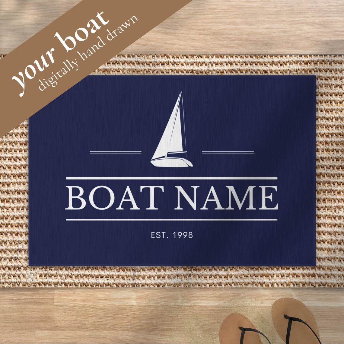 Custom Boat Welcome Mat, Yacht Deocr, Personalized Boat Doormat, Boat ...