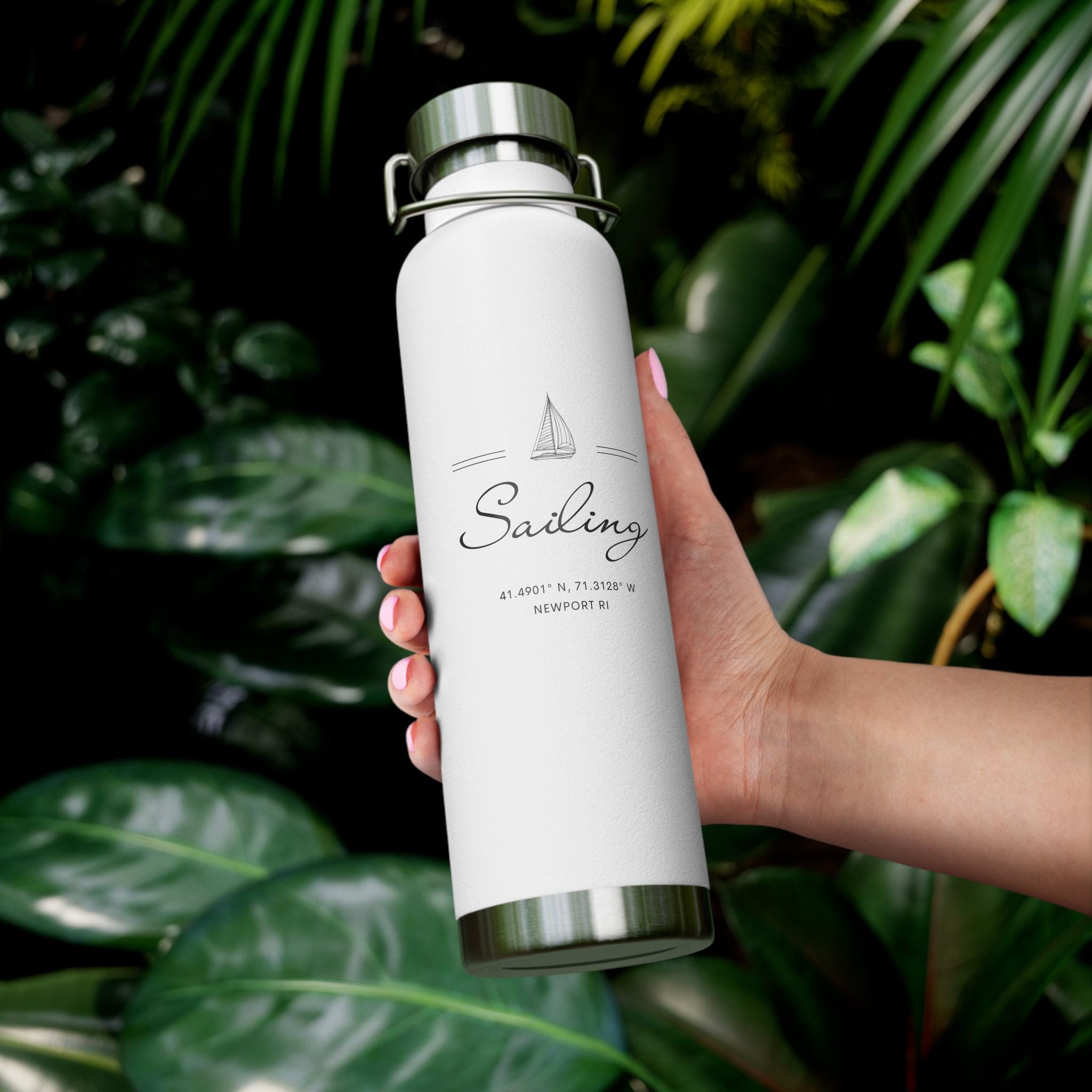Personalized Sailing Water Bottle, Elegant Sailboat Design, Custom ...