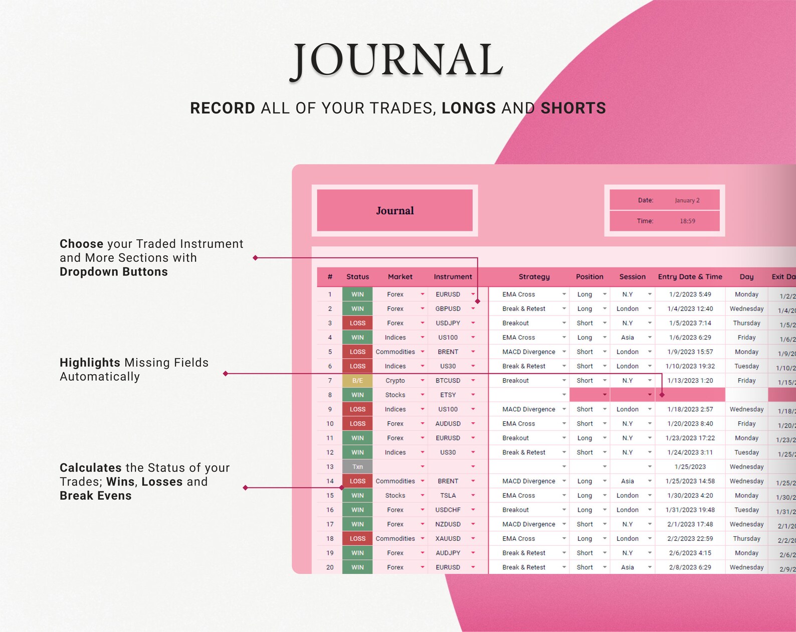Forex Trading Journal 2024 Backtesting Strategy Google Sheets Planner ...