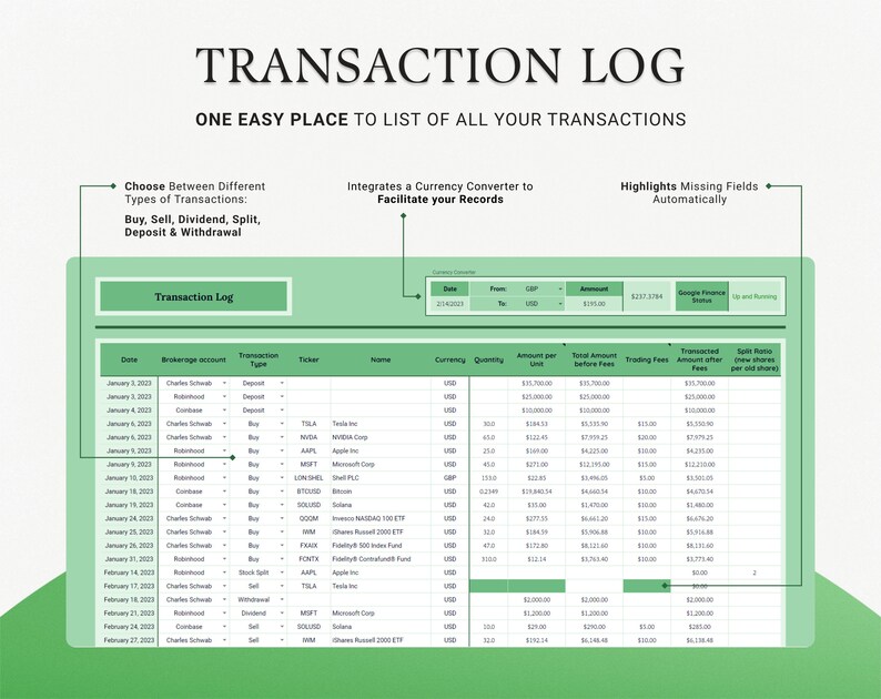 Investment Tracker Stock Crypto Portfolio 2024 Google Sheets Planner ...