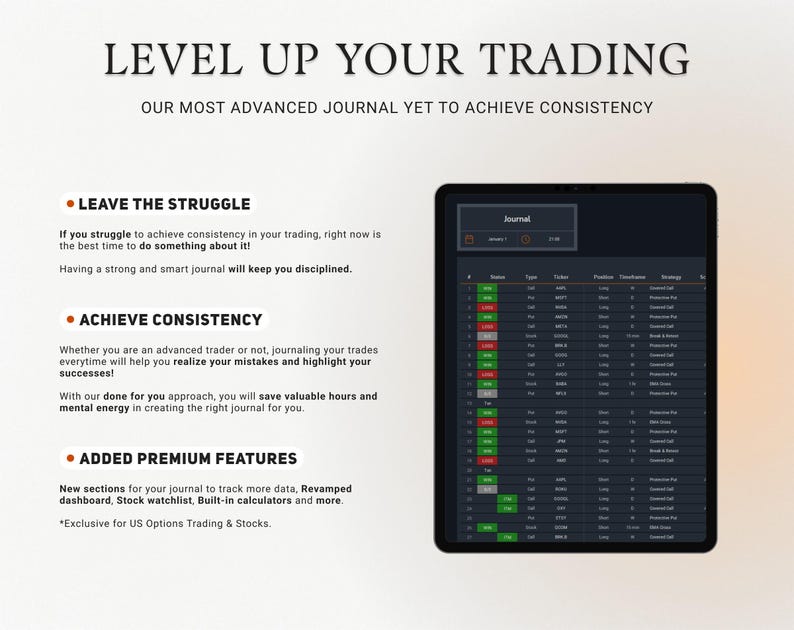 Options and Stock Trading Journal 2025 Premium Excel Backtesting ...