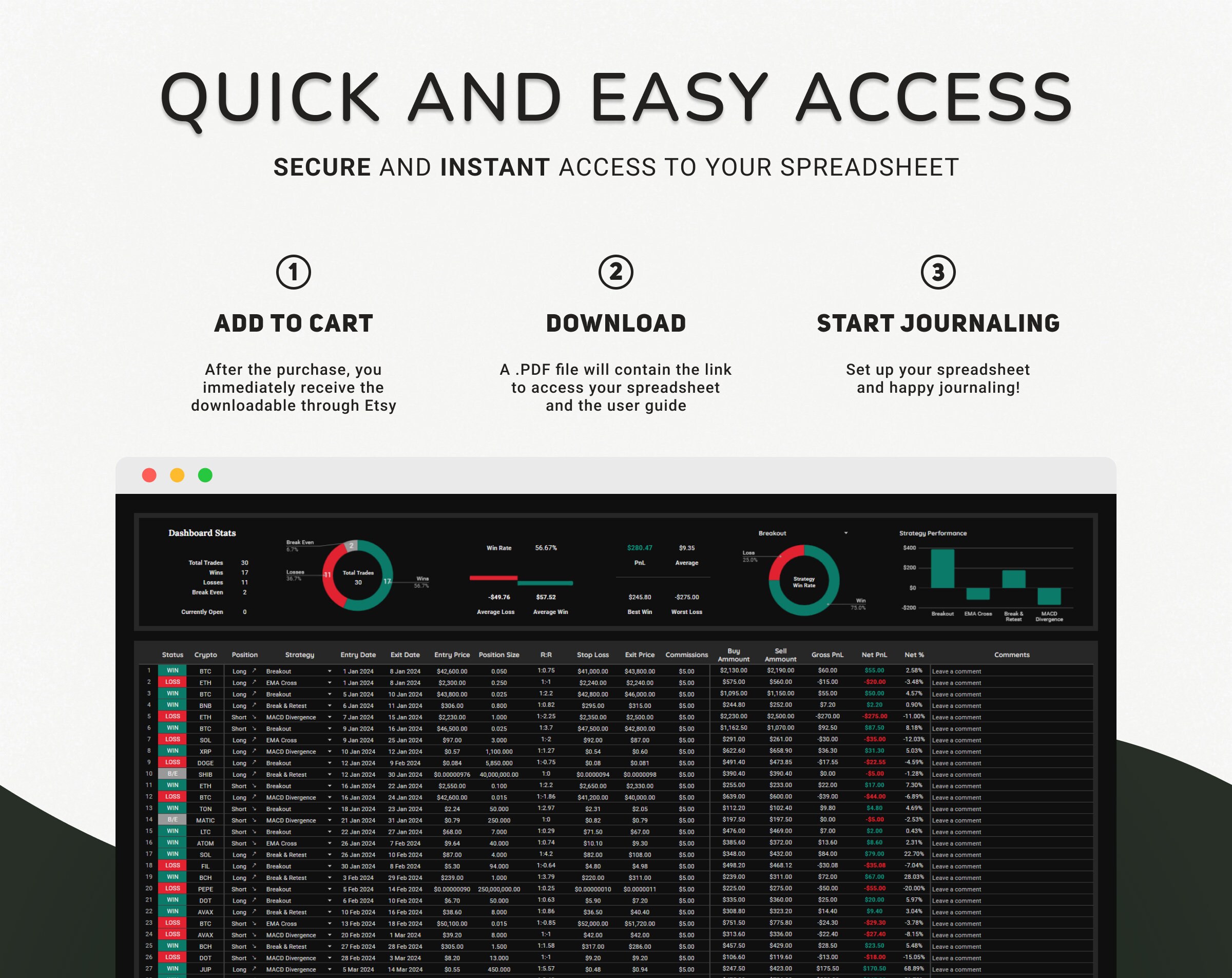 Simple Trading Journal 2024 Backtesting Strategy Google Sheets Planner ...