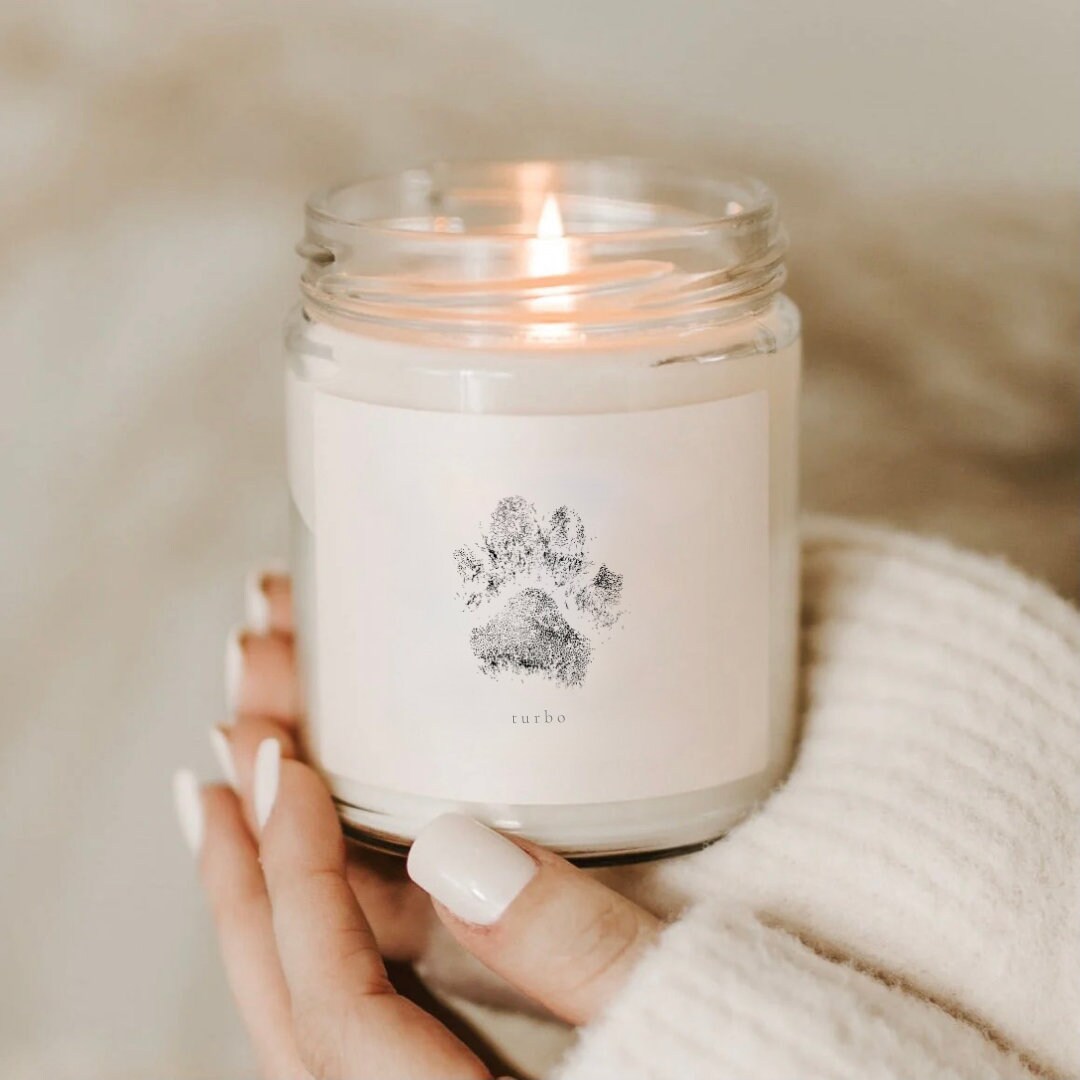 Pet Remembrance Gift, Pet Memorial Candle, Your Pet's Actual Paw Print ...