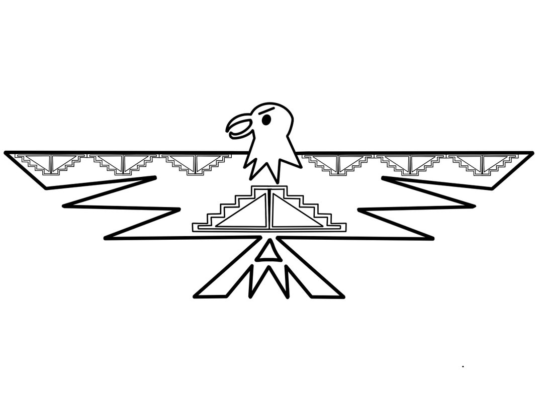 Native American Thunderbird Black and White Design SVG Transparent ...