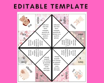 Blank Cootie Catcher Template, Editable Cootie Catcher, Printable ...
