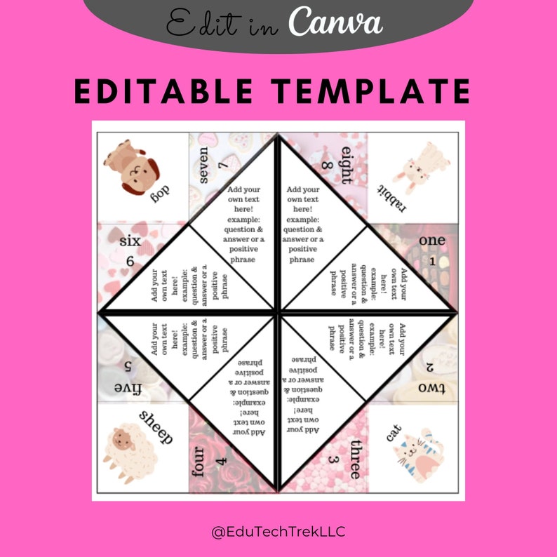 Editable Valentine Cootie Catcher Canva Template - Etsy
