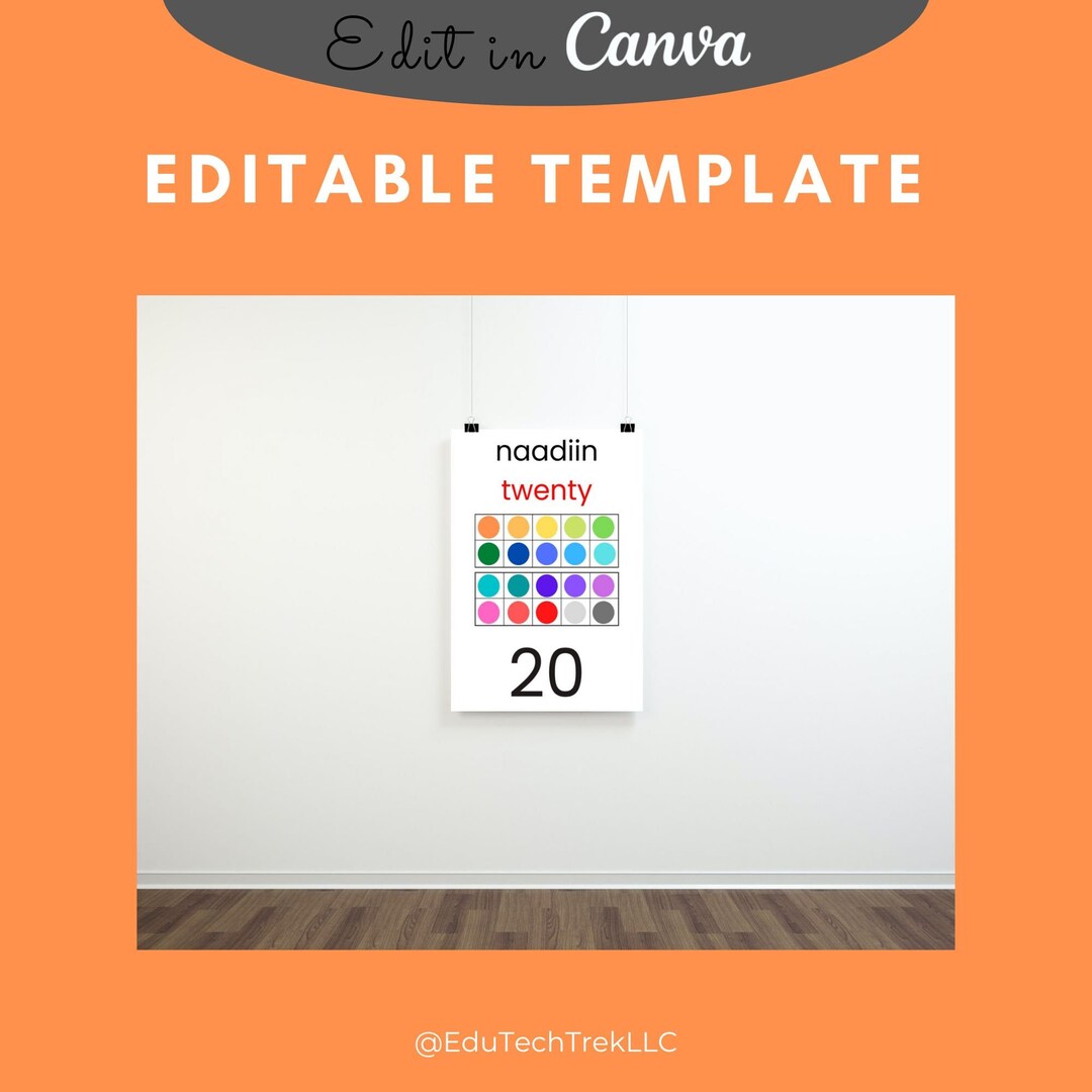 Editable 1-20 in Navajo Numbers Canva Template for the Classroom &/or ...