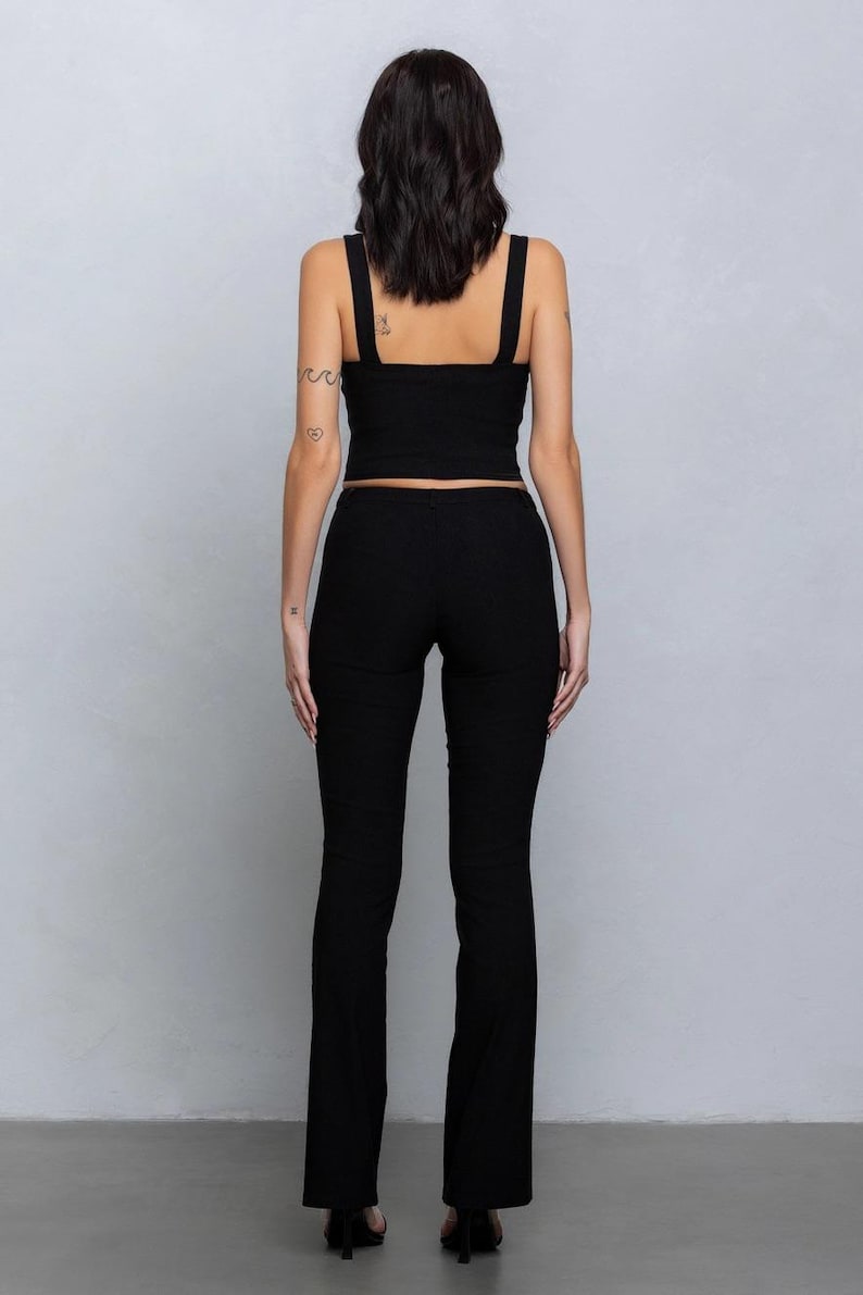 Buckle Strap Detail Stretchy Woven Pants - Etsy