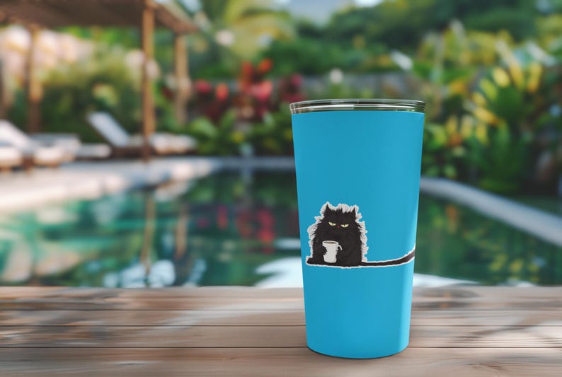 Grumpy Cat Drinking a Coffee Sticker , Fun Sticker, Office Meme ...