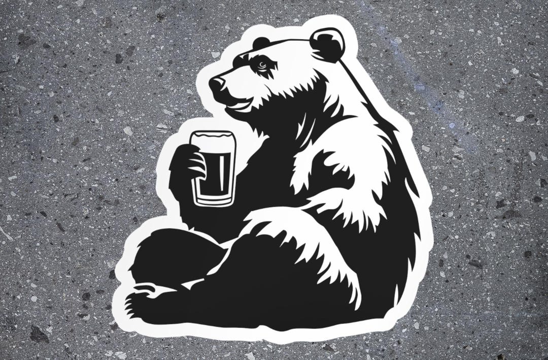 Bear Beer Sticker, Vinyl Sticker, Laptop Sticker, Yeti Cooler Sticker ...