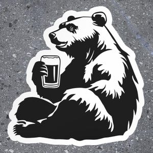 Bear Beer Sticker, Vinyl Sticker, Laptop Sticker, Yeti Cooler Sticker ...