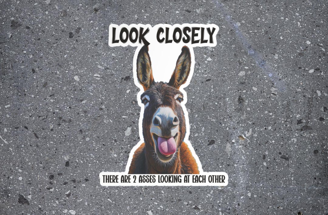 Look Closely There Are 2 Asses Looking at Each Other Sticker | Sarcasm ...