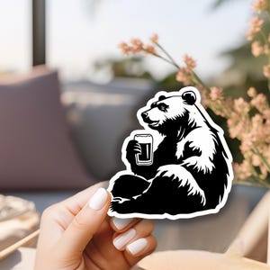Bear Beer Sticker, Vinyl Sticker, Laptop Sticker, Yeti Cooler Sticker ...