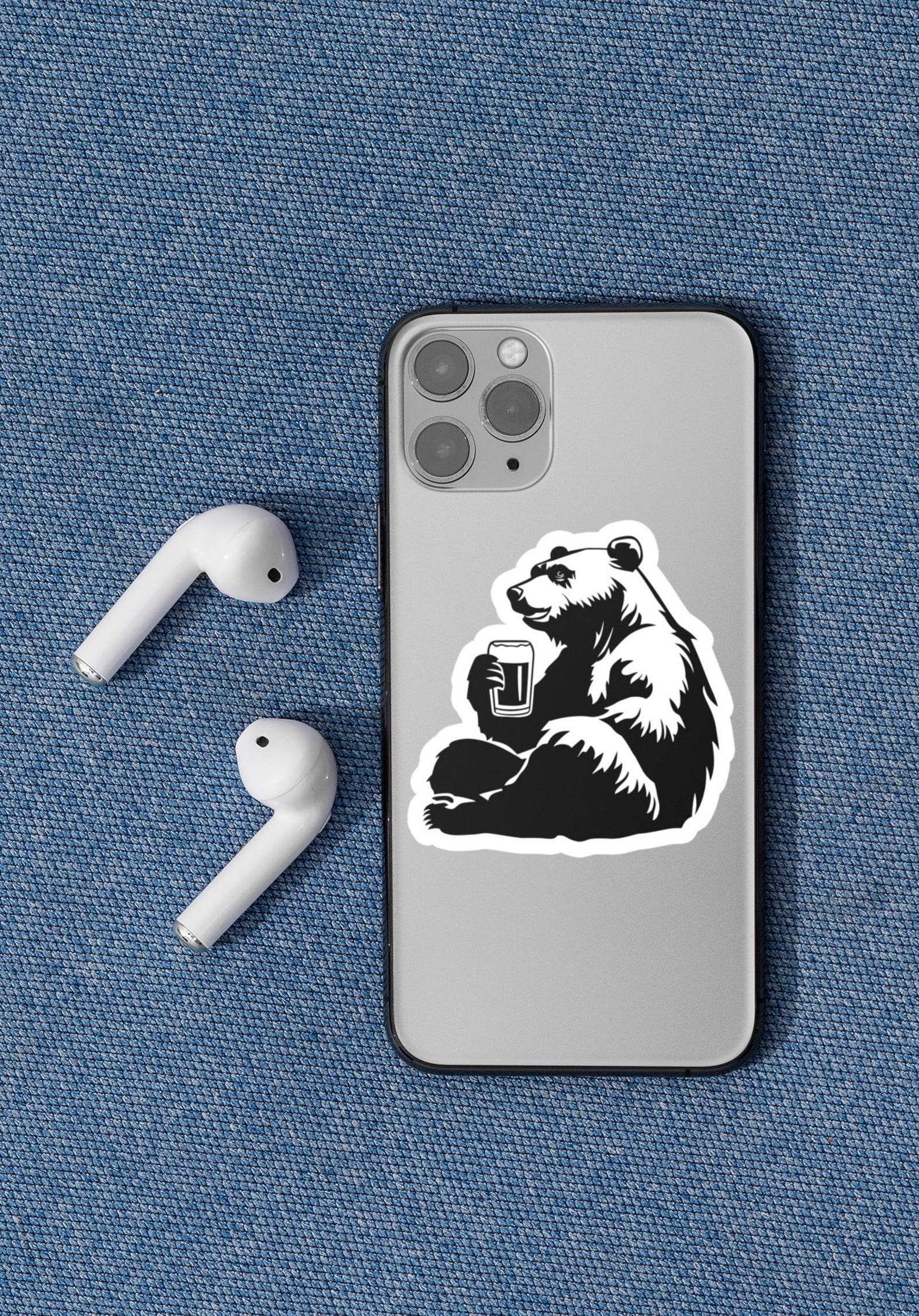 Bear Beer Sticker, Vinyl Sticker, Laptop Sticker, Yeti Cooler Sticker ...