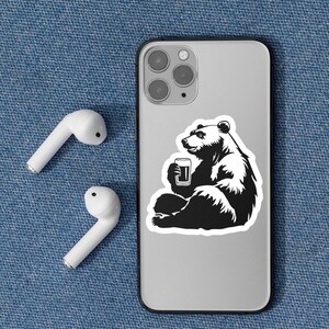 Bear Beer Sticker, Vinyl Sticker, Laptop Sticker, Yeti Cooler Sticker ...