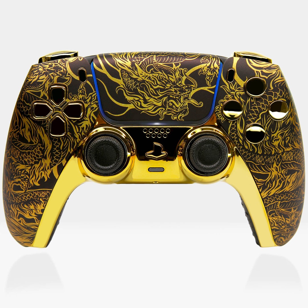 Golden Dragon PS5 Controller - Killscreen Chrome Gold & Black Custom ...