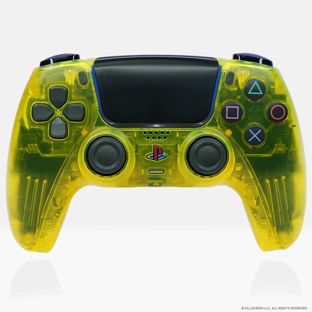 Lemon Yellow PS5 Controller - Killscreen Esports Clear Retro Dualsense ...