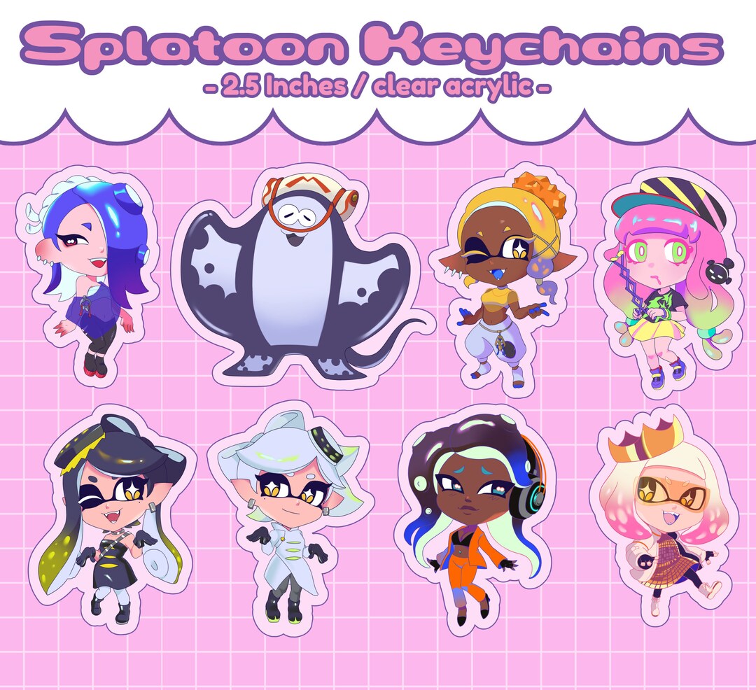 Splatoon 3 Keychains | Harmony, Shiver, Frye, Big Man, Callie, Marie ...