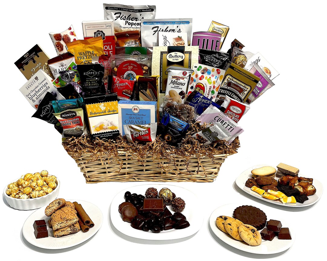 Easter Gift Basket Hand-crafted With Chocolate Cookies Candy and Snacks ...