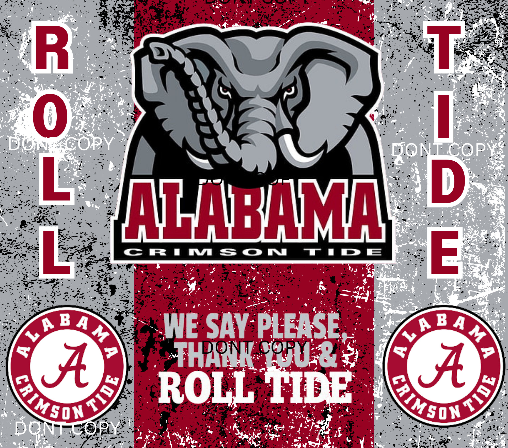 Alabama Football Tumbler Wrap for Sublimation 20 Oz Skinny Digital File ...