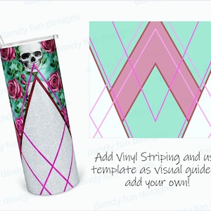 V-split Large Pattern Burst Tumbler Template for 20oz Skinny Straight ...