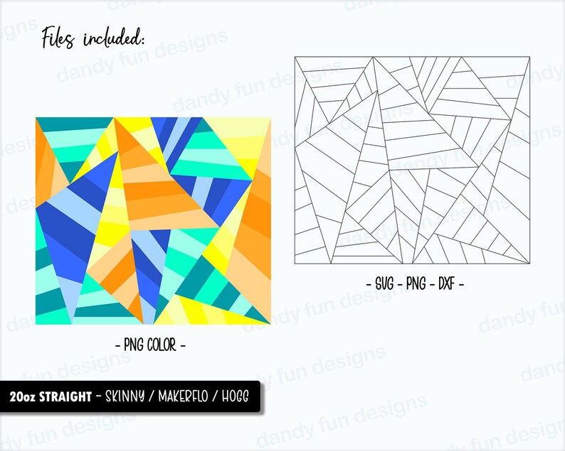 Triangle Crazy Burst Tumbler Template for 20oz Skinny - Etsy