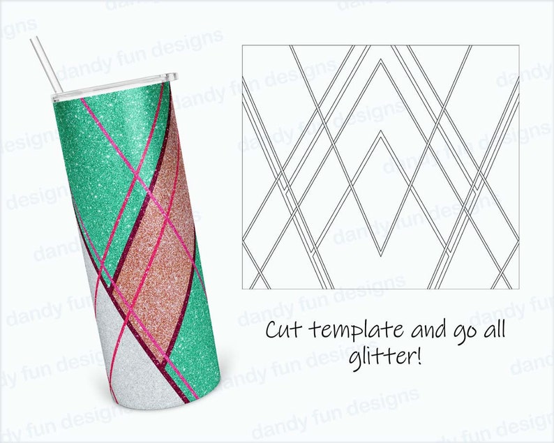 V-split Large Pattern Burst Tumbler Template for 20oz Skinny Straight ...