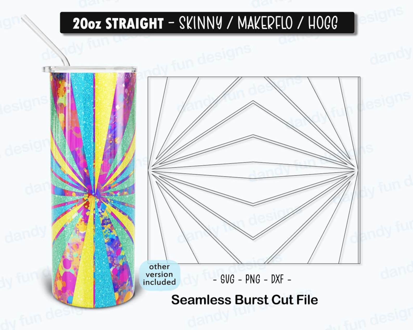 Burst Away Burst Tumbler Template for 20oz Skinny Straight/ Makerflo ...