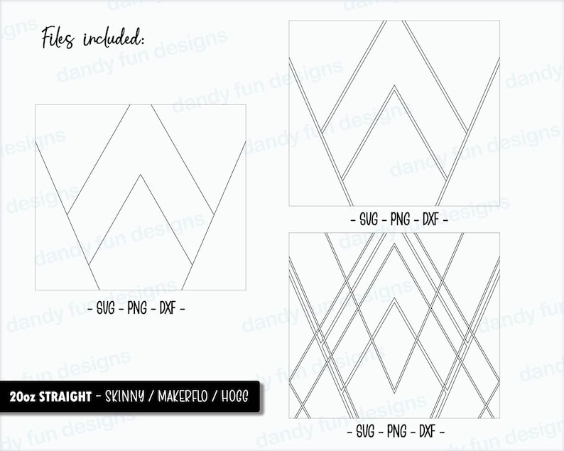 V-split Large Pattern Burst Tumbler Template for 20oz Skinny Straight ...