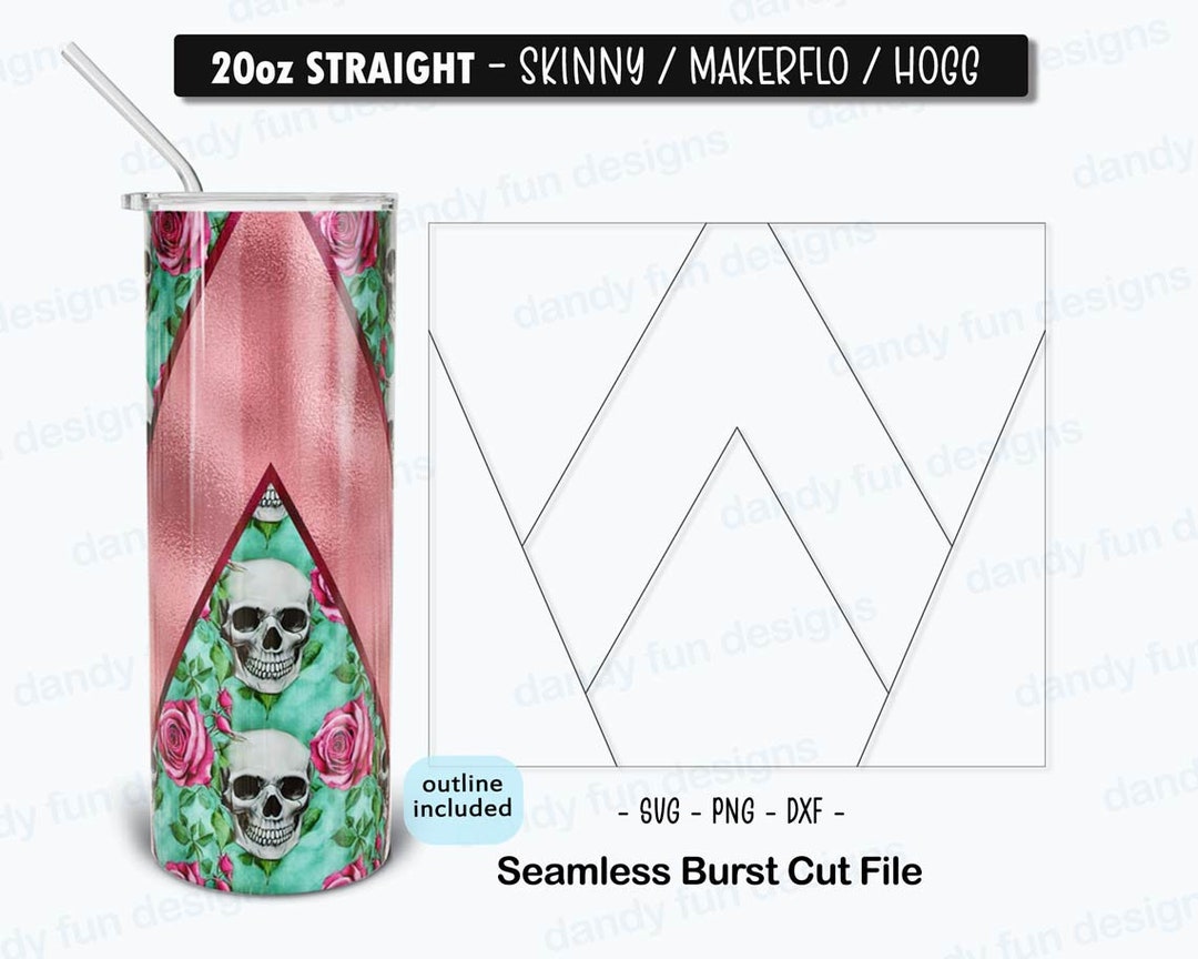 V-split Large Pattern Burst Tumbler Template for 20oz Skinny Straight ...