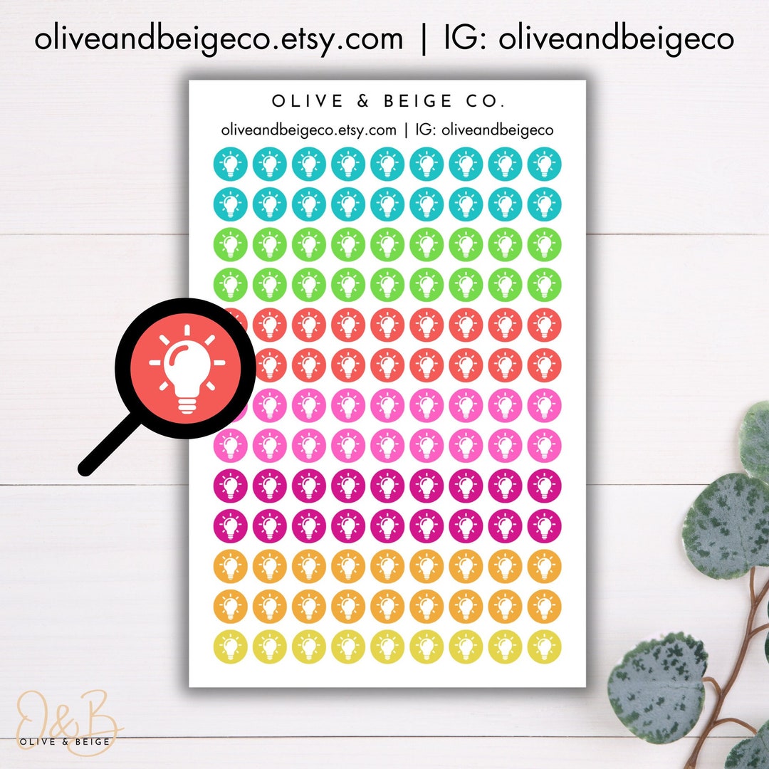 Light Bulb Symbol Stickers Tiny | Pay Bill Reminder | Mini Utilities ...