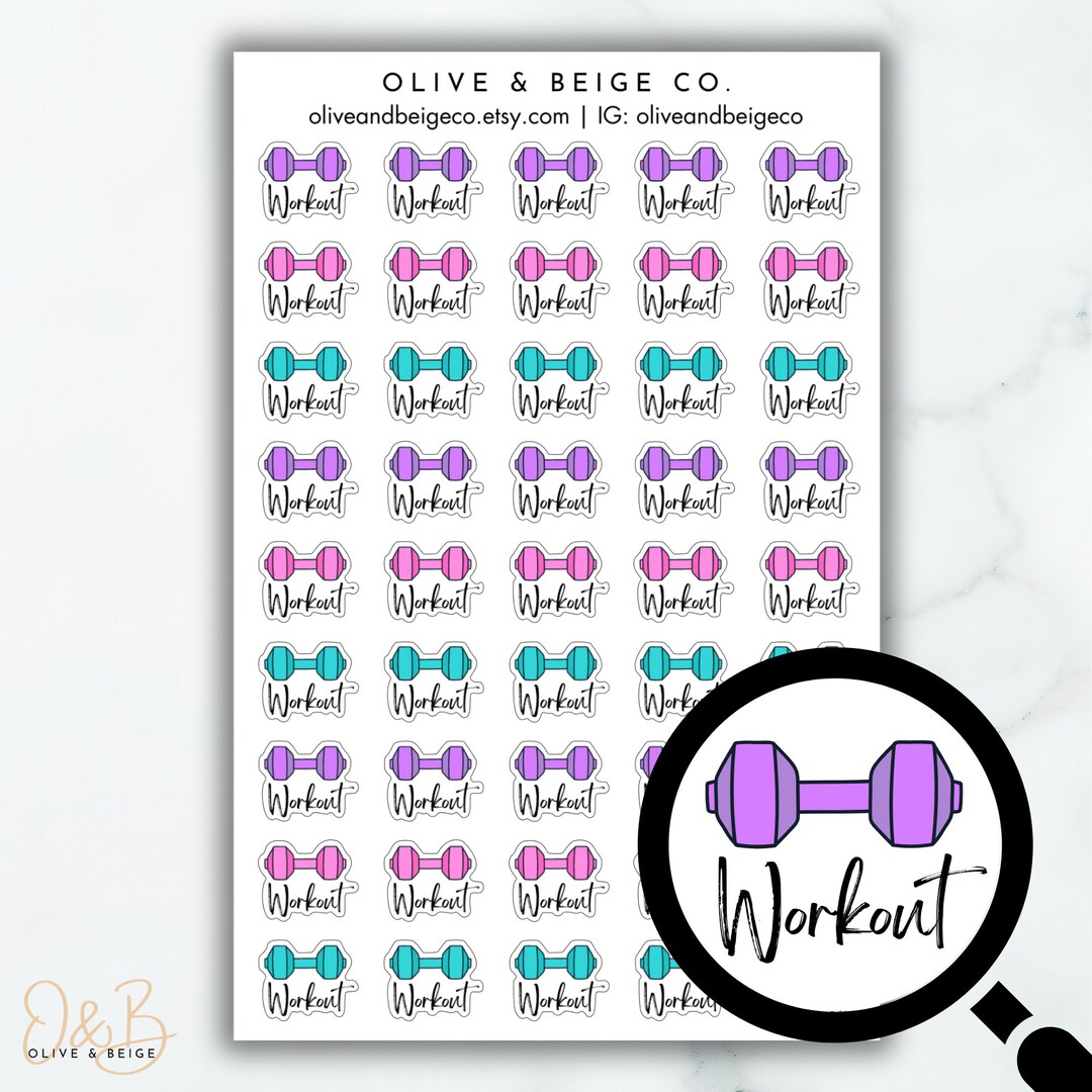 Dumbbell Icon Planner Stickers | Workout Reminder Stickers Tiny | Mini ...
