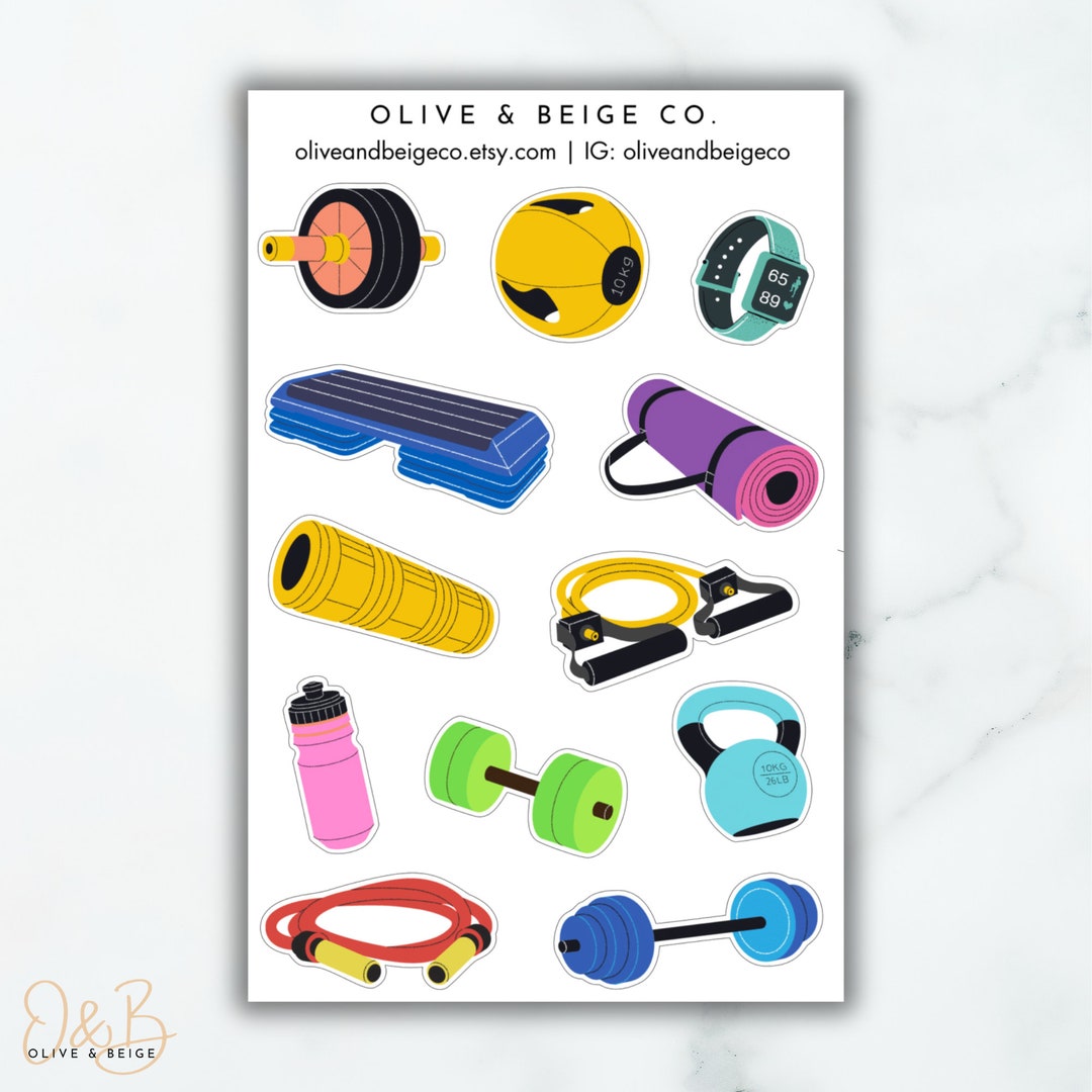 Fitness Stickers | Workout Theme Sticker Sheet | Healthy Lifestyle ...