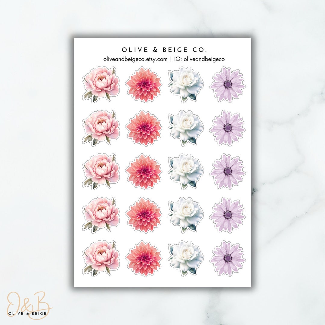 Flower Envelope Seal Stickers | Floral Decor Sticker Sheet | Flower ...